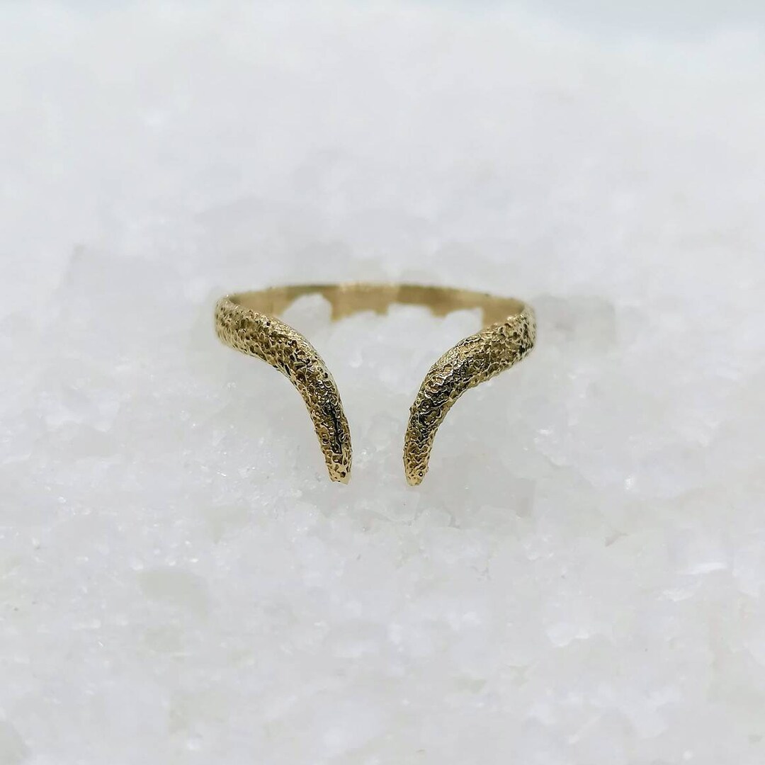 Offener Ring. Gold-Ring. Einstellbarer Ring. Eleganter Ring. Hexe Ring ...