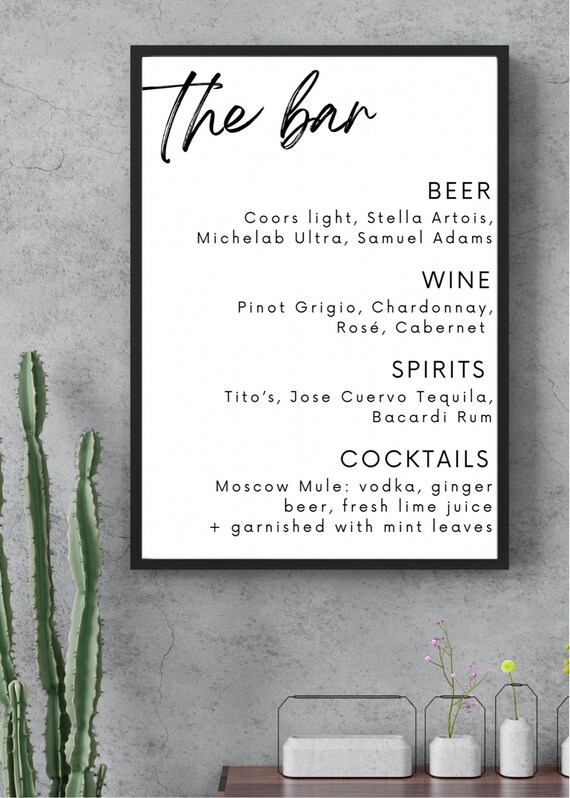 Custom Wedding Drink Menu Sign - Etsy