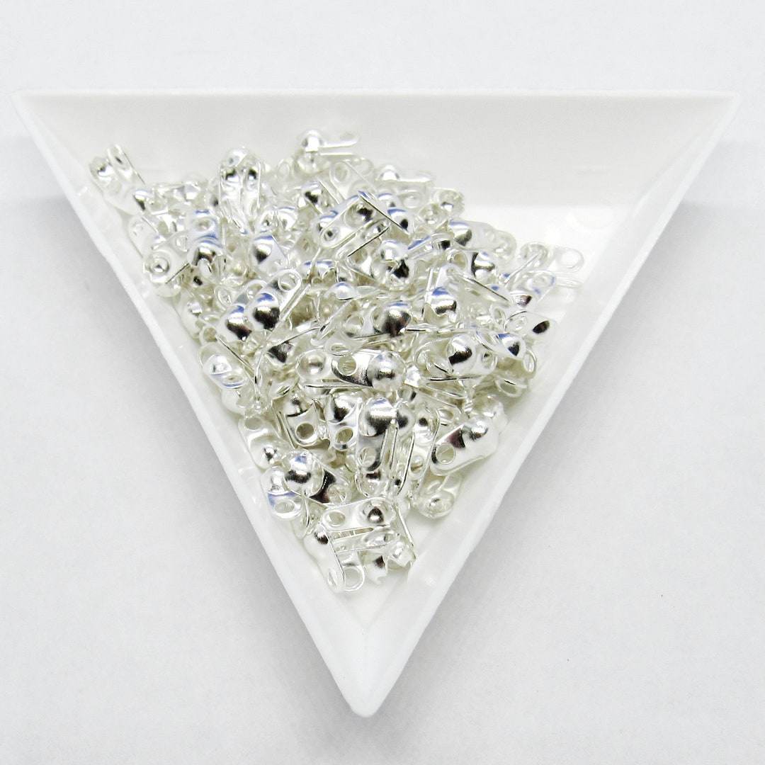 100 Silver Plated Iron Based Alloy Calotte Knot Covers 6 X 4.5mm (a110c ...