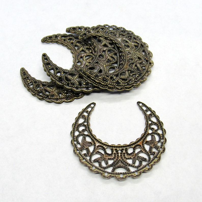 Antique Bronze Filigree Half Moon Alloy Embellishments 43x38mm (A18) - Etsy