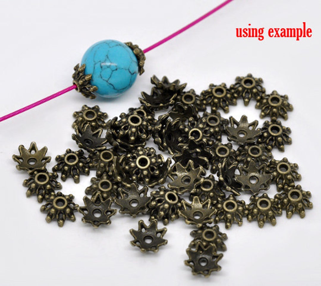 50 Antique Bronze Tone Alloy Bead Caps 9mm (a360b) - Etsy