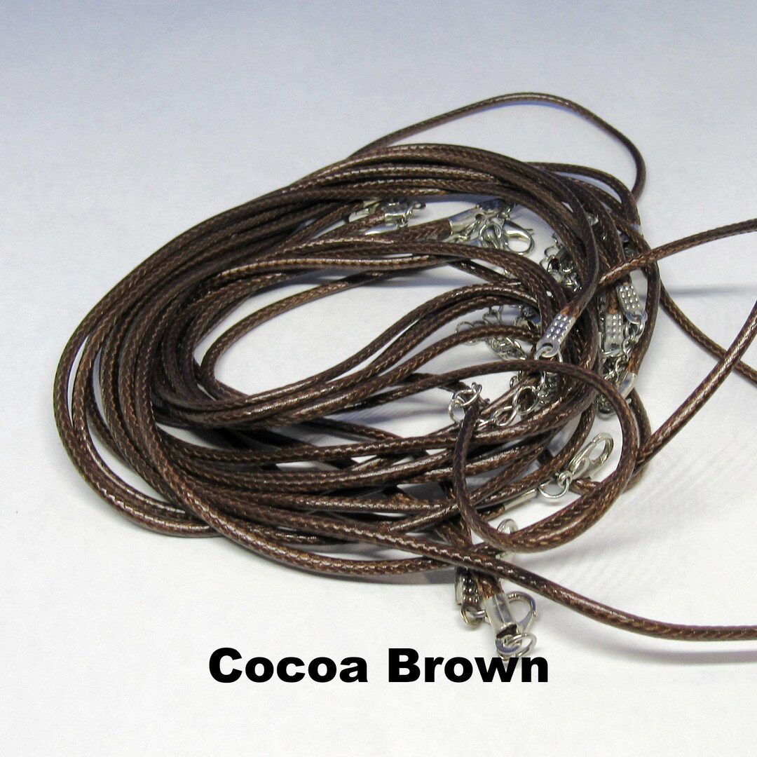 Coffee Brown 2mm Wax Cord Necklaces W/platinum Tone Lobster Clasp 18 ...