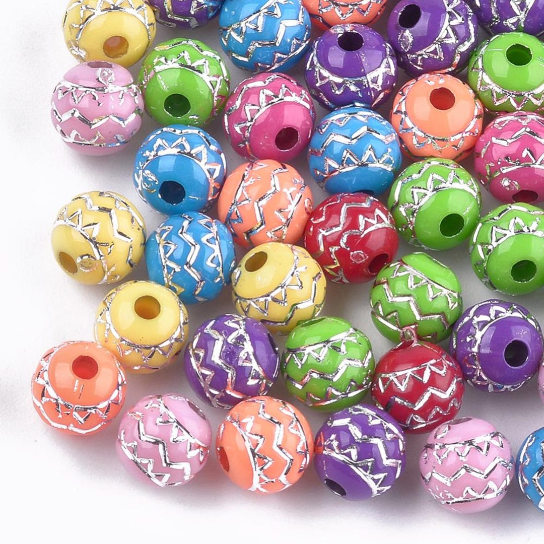 100pcs 8mm Round Metal Enlaced Acrylic Beads (a495c) - Etsy