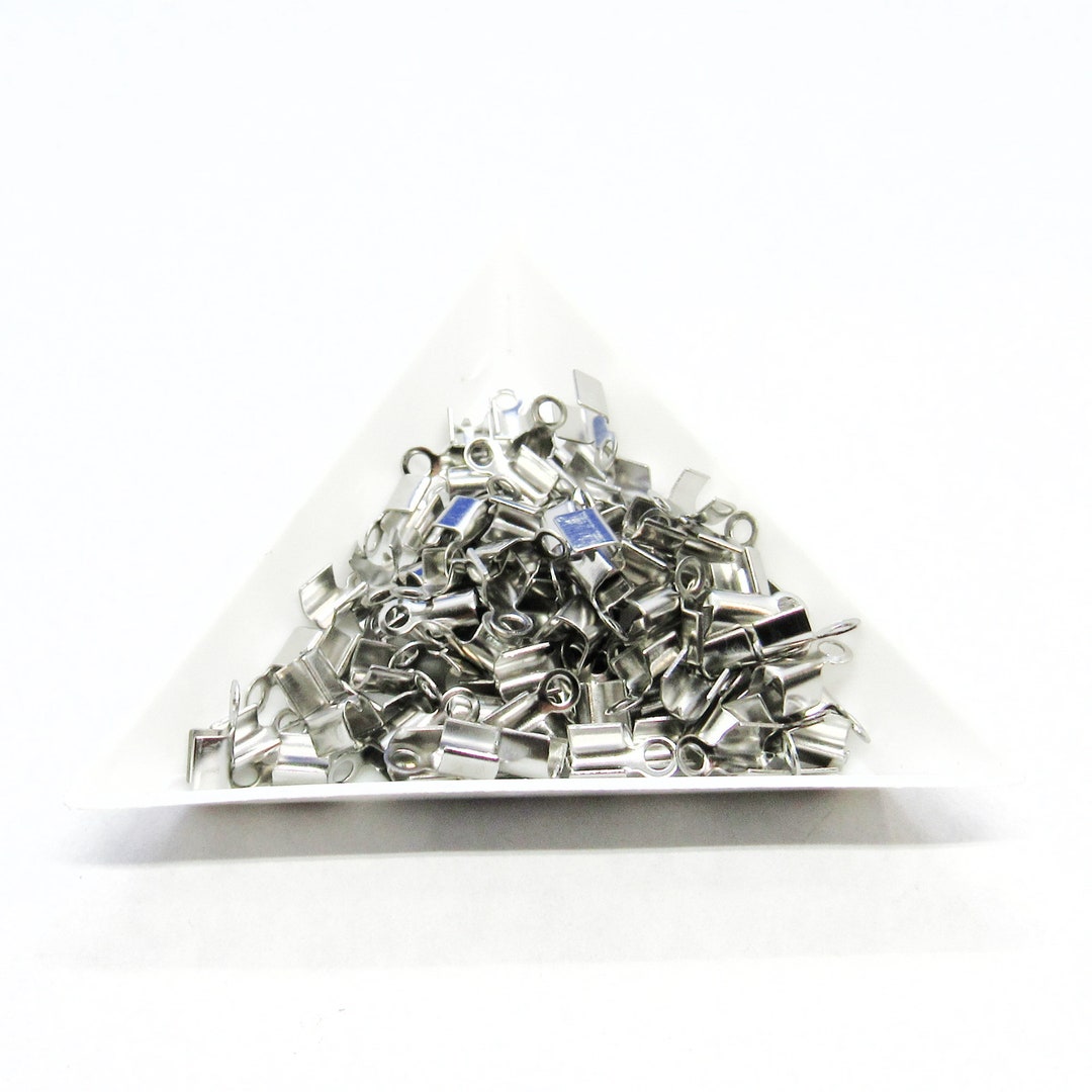50 Silver Tone 304 Stainless Steel 9x5mm Cord End Crimp Caps (fits 3 ...