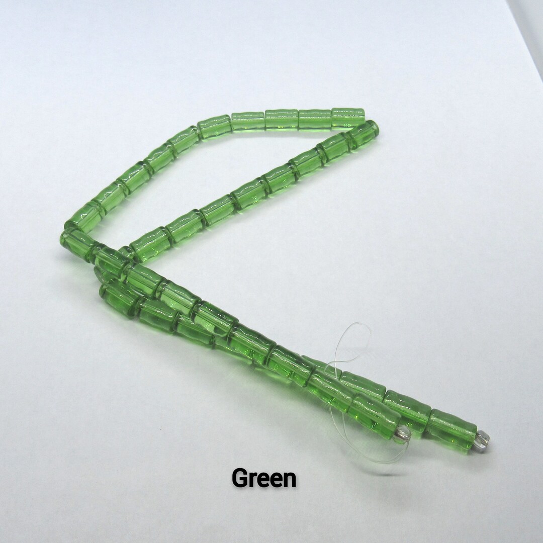 1 Strand Transparent 10x6mm Tube Glass Beads - Green (a136e) - Etsy