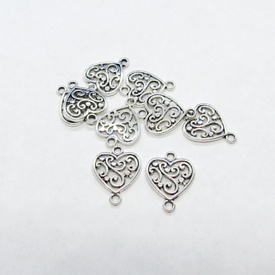 Antique Silver Filigree Heart Design Connector Links 19x15mm - Etsy