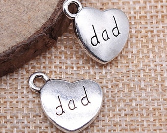 3pcs 1 Number 1 Dad We Love You Charms Dad Charms Antique Silver Tone ...