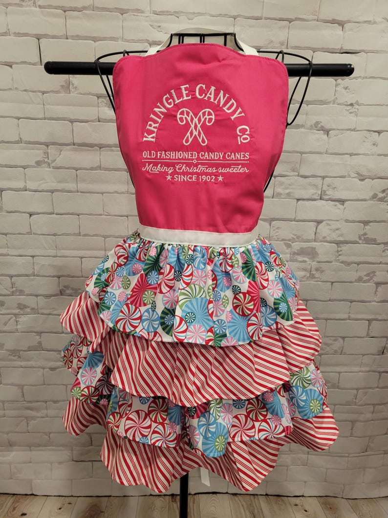 Christmas, Old Fashioned, Candy Canes, Kris Kringle, Women's Apron ...