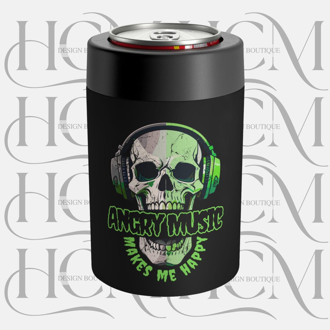 Angry Music Makes Me Happy Can Holder | Metalhead Beer Lover Gift ...