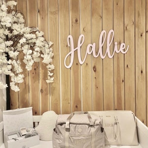 60cm Wooden Name Sign SWIRLY Font - PAINT Option - Family Name, Nursery ...