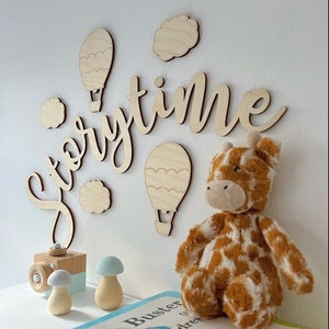 STORYTIME Air Balloon & Cloud Sign, Nursery, Reading Corner, Children's ...