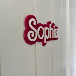 3D Personalised Pink & White Bubble Name Door Sign - Bedroom Decor ...