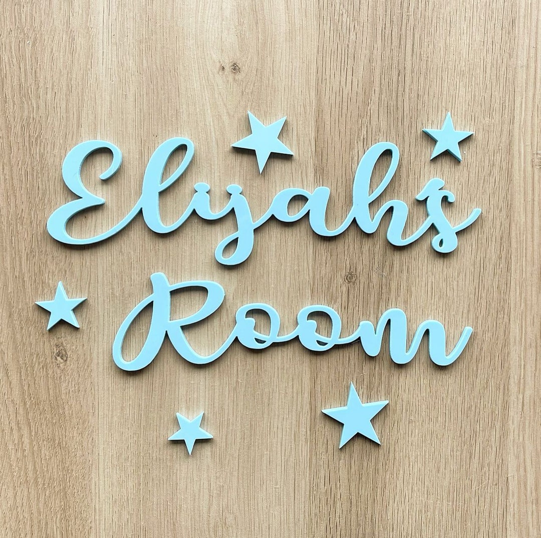 Bedroom Name Sign With Stars or Hearts - Acrylic Sign - Nursery or ...