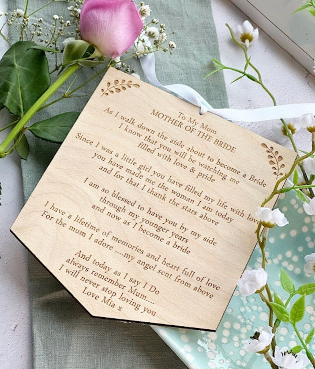 MOTHER of the BRIDE Hanging Wooden Sign Plaque - Gift for Mother of the ...