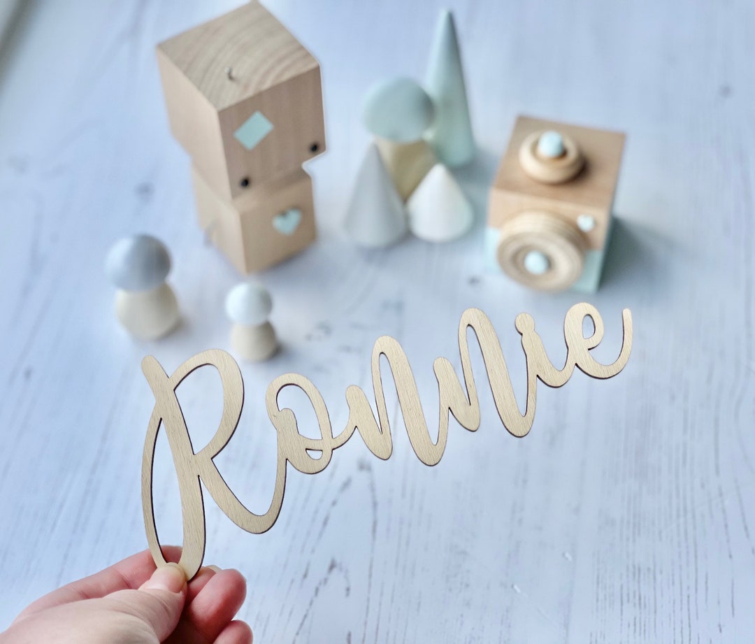 Wooden 20cm Name Sign - Name Wall Art, Door Sign Name, Nursery Baby ...