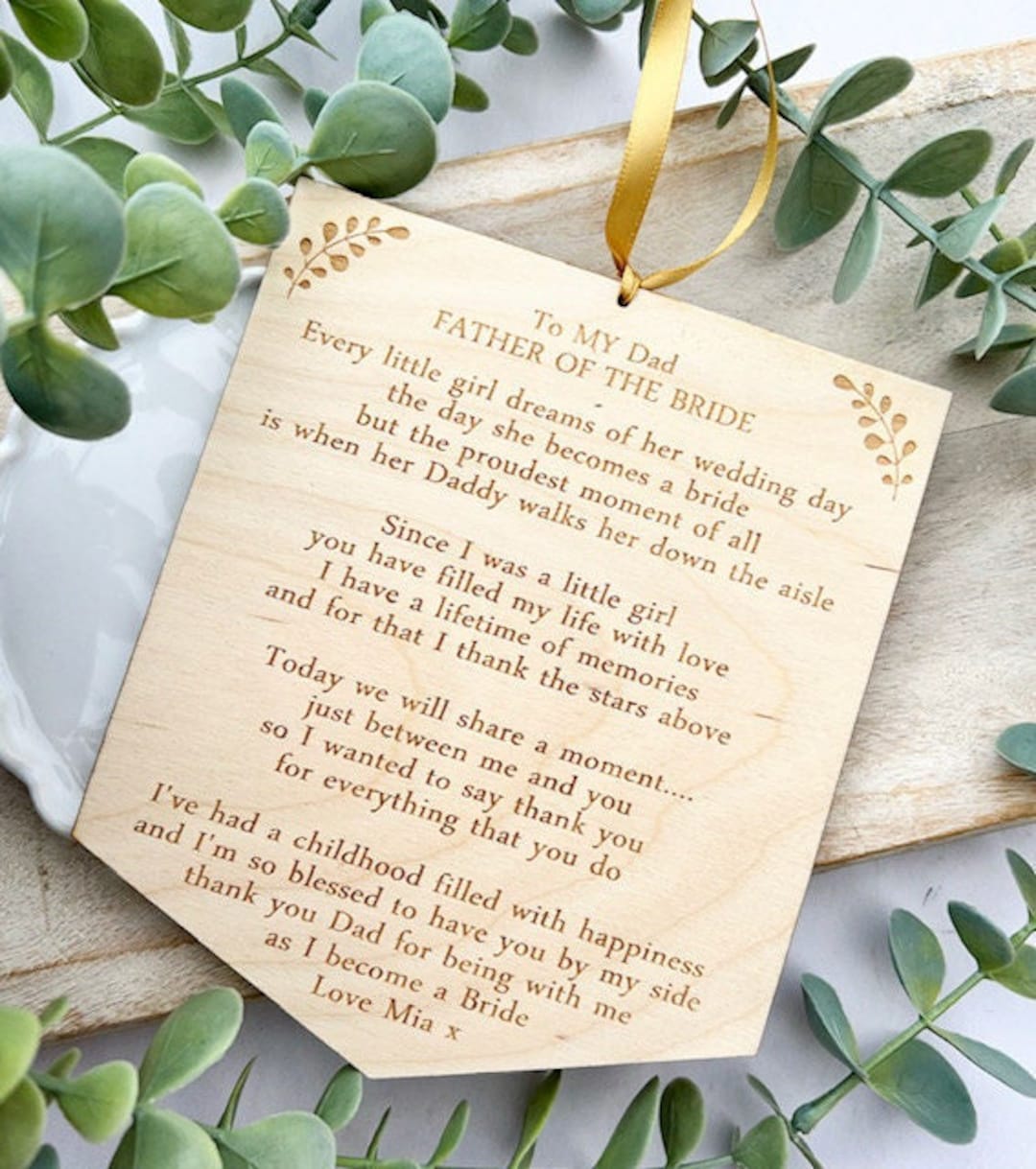 FATHER of the BRIDE Hanging Wooden Sign Plaque - Gift for Father of the ...