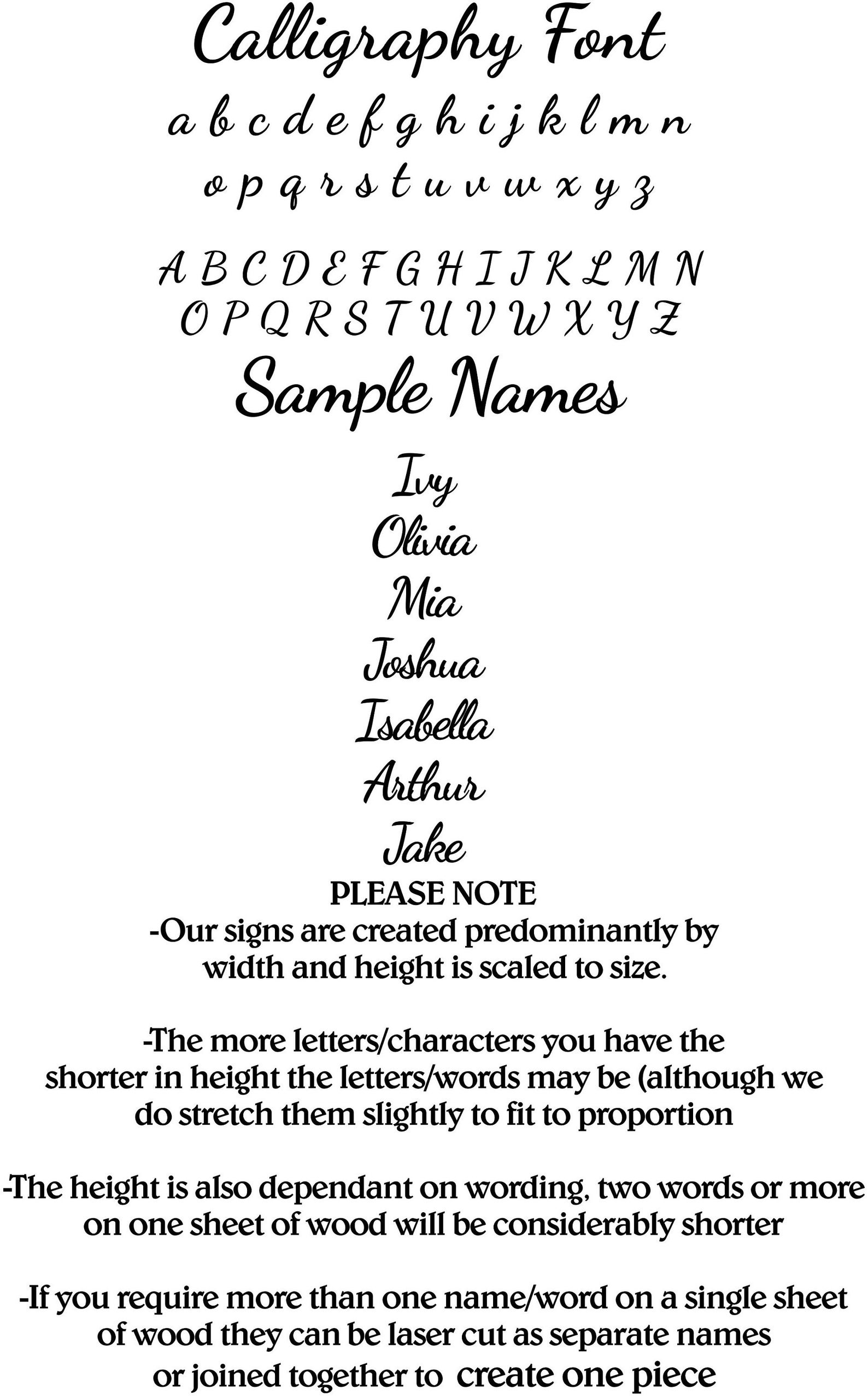 Wooden Name Sign LARGE 600mm in Calligraphy Font Bedroom Name Sign ...