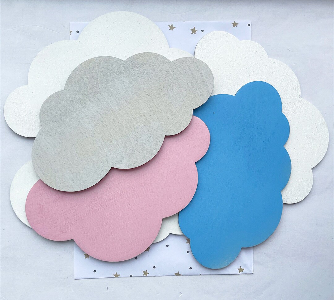 Wooden CLOUD Sign Wall Decoration (set of 3) Wooden Name Sign ...