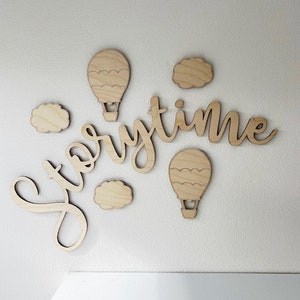 STORYTIME Air Balloon & Cloud Sign, Nursery, Reading Corner, Children's ...