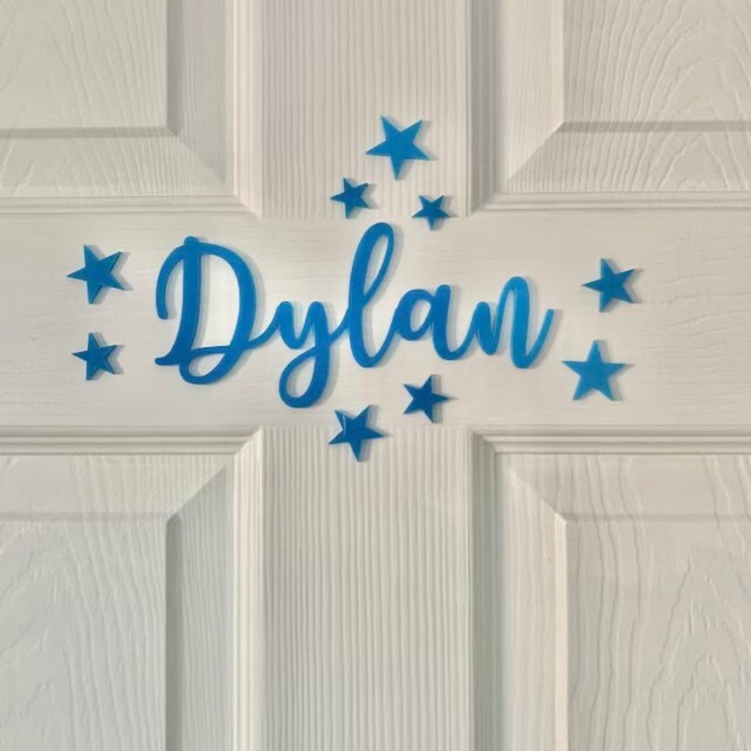 Coloured Acrylic Door Name Sign With Stars or Hearts - Nursery or ...