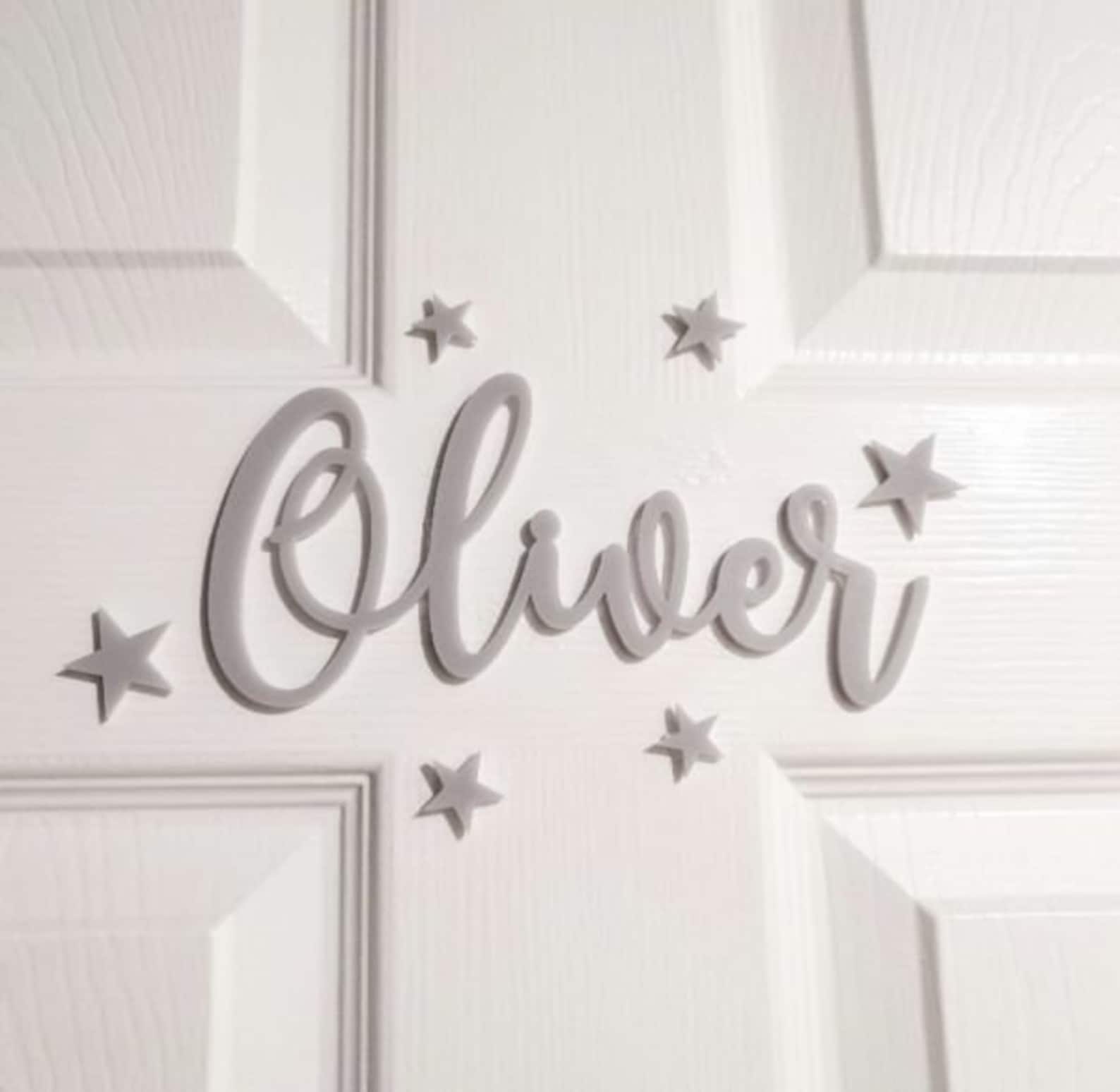 Coloured Acrylic Door Name Sign With Stars or Hearts Nursery or ...