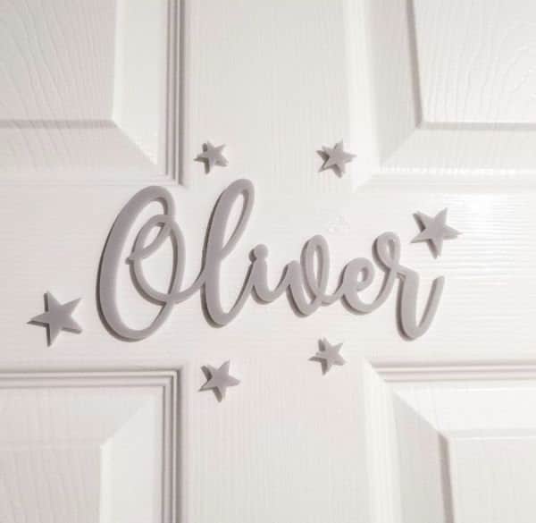 Coloured Acrylic Door Name Sign With Stars or Hearts Nursery | Etsy