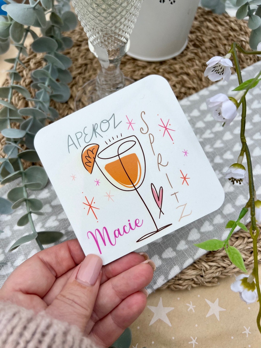 Personalised Aperol Spritz Coaster - Wine Gifts - Gifts for Friends ...