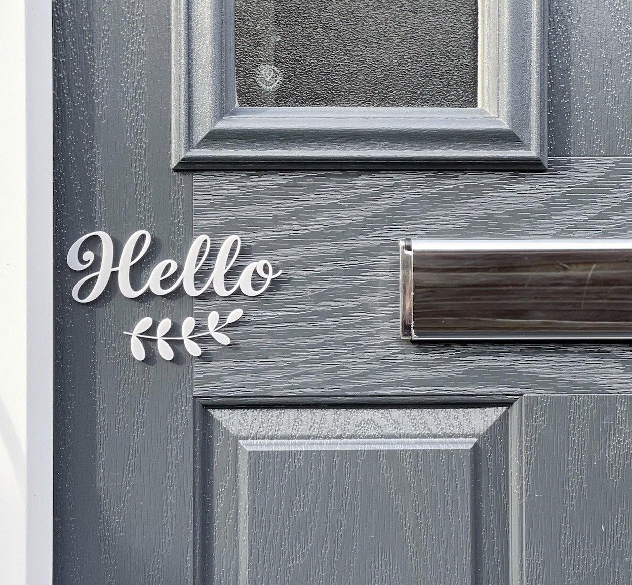 HELLO, GOODBYE, WELCOME 3D Acrylic Front Door Sign & Vine, Letterbox ...