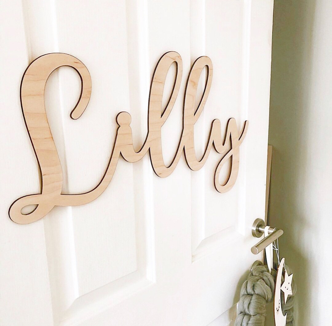 EXTRA LARGE 80cm Decorative Wooden Sign SWIRLY Font Nursery - Etsy UK