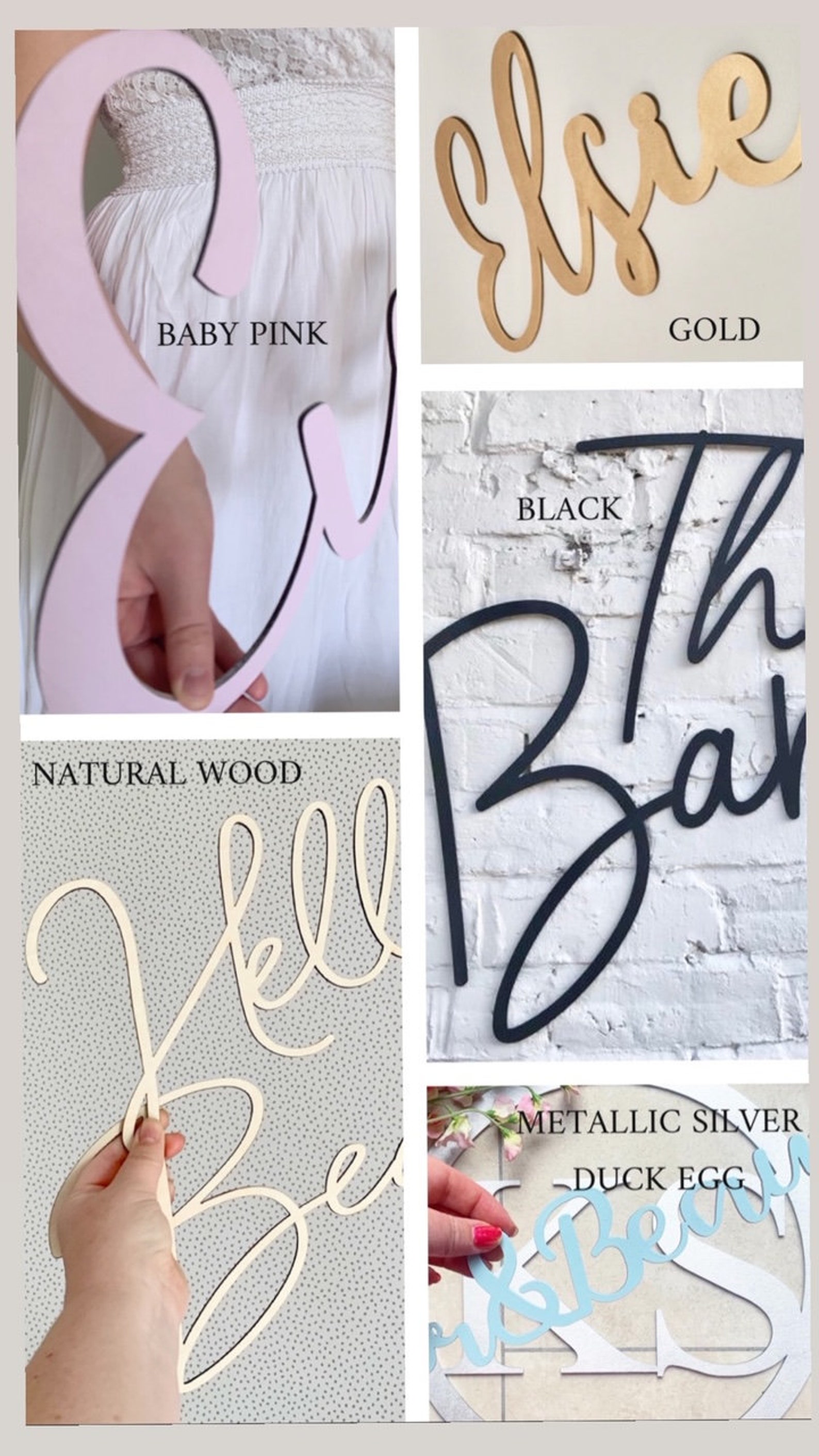 EXTRA LARGE 80cm Decorative Wooden Double Name Sign SWIRLY - Etsy UK