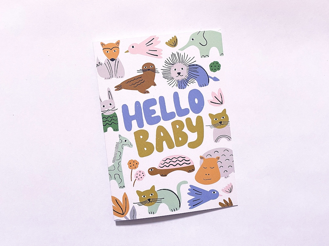 Hello Baby Greeting Card Baby Gift Card Baby Shower Card Newborn Baby ...