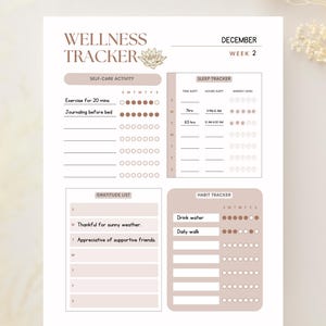 Wellness Tracker Planner Inserts Self-care, Sleep & Habit Tracker for ...