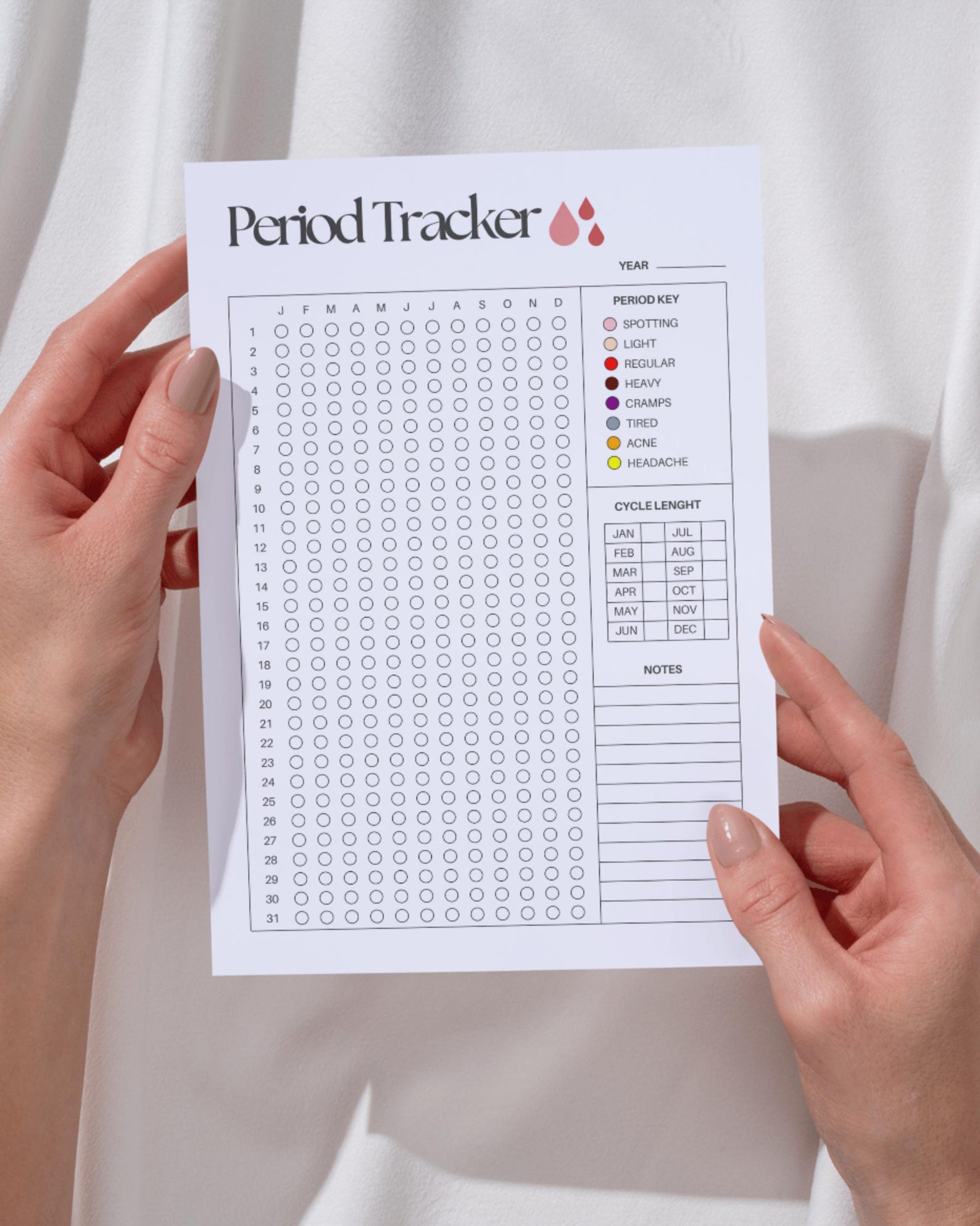 Digital Period Tracker Printable Monthly Cycle & Symptom Tracker ...