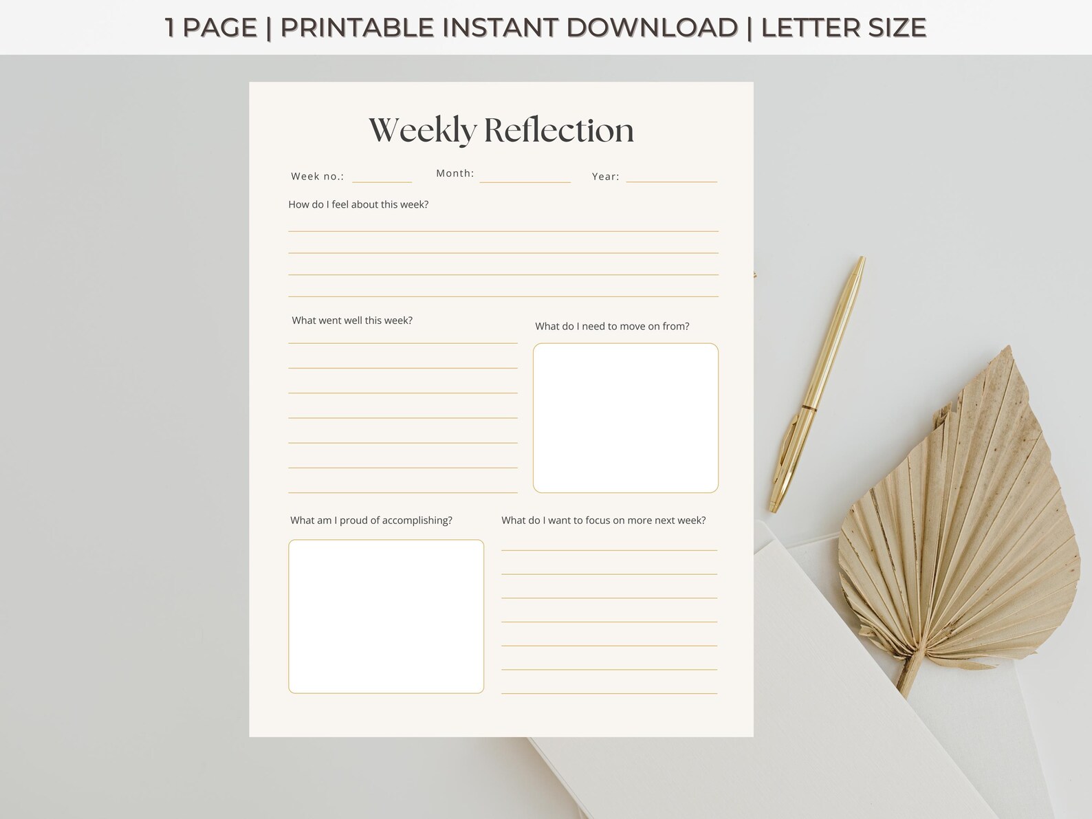 Weekly Reflection Journal | Guided Self-discovery & Personal Growth ...
