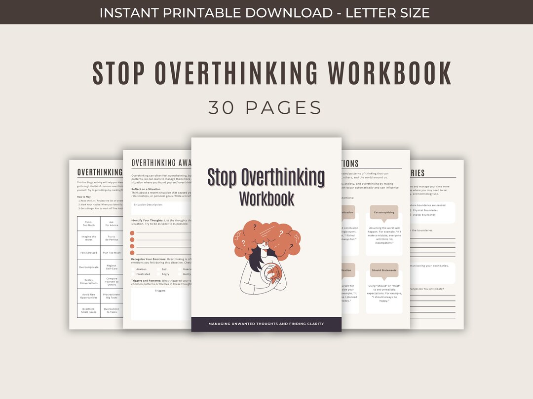 Stop Overthinking Workbook Printable Digital Download Daily Gratitude ...