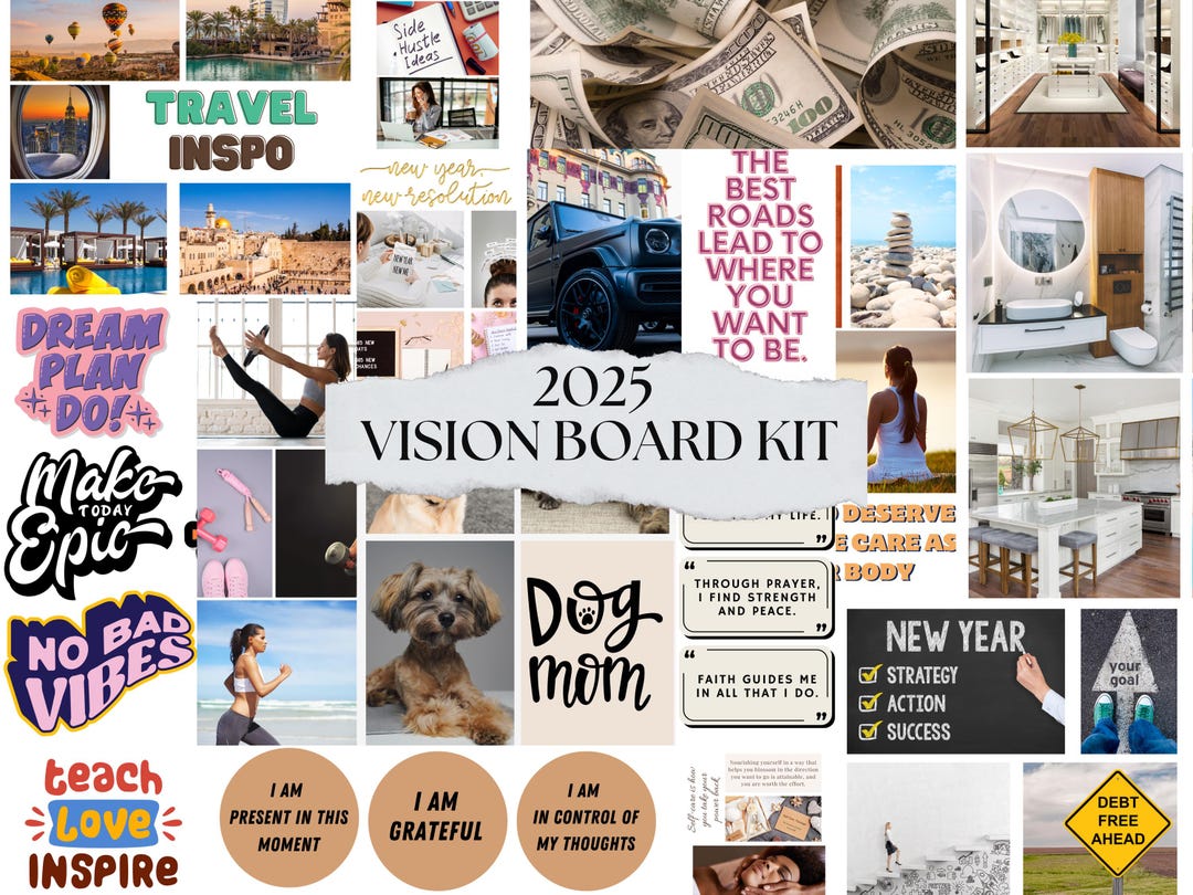 2025 Vision Board Starter Kit Printable PDF for Manifesting Goals, New ...