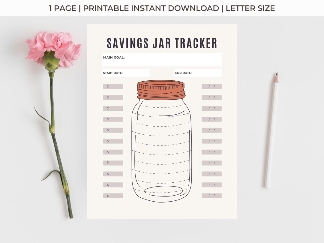 Savings Jar Tracker PDF Vacation Fund Jar Printable, Expense Planner ...