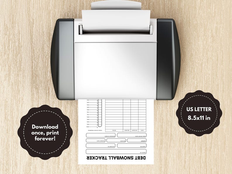 Debt Snowball Tracker Printable | Payoff Worksheet | Credit Card & Loan ...