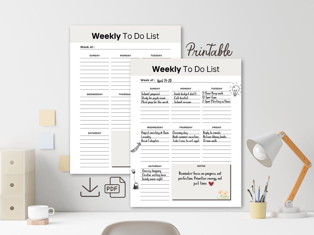 Weekly to Do List Printable | Daily Routine Checklist | Planner Insert ...