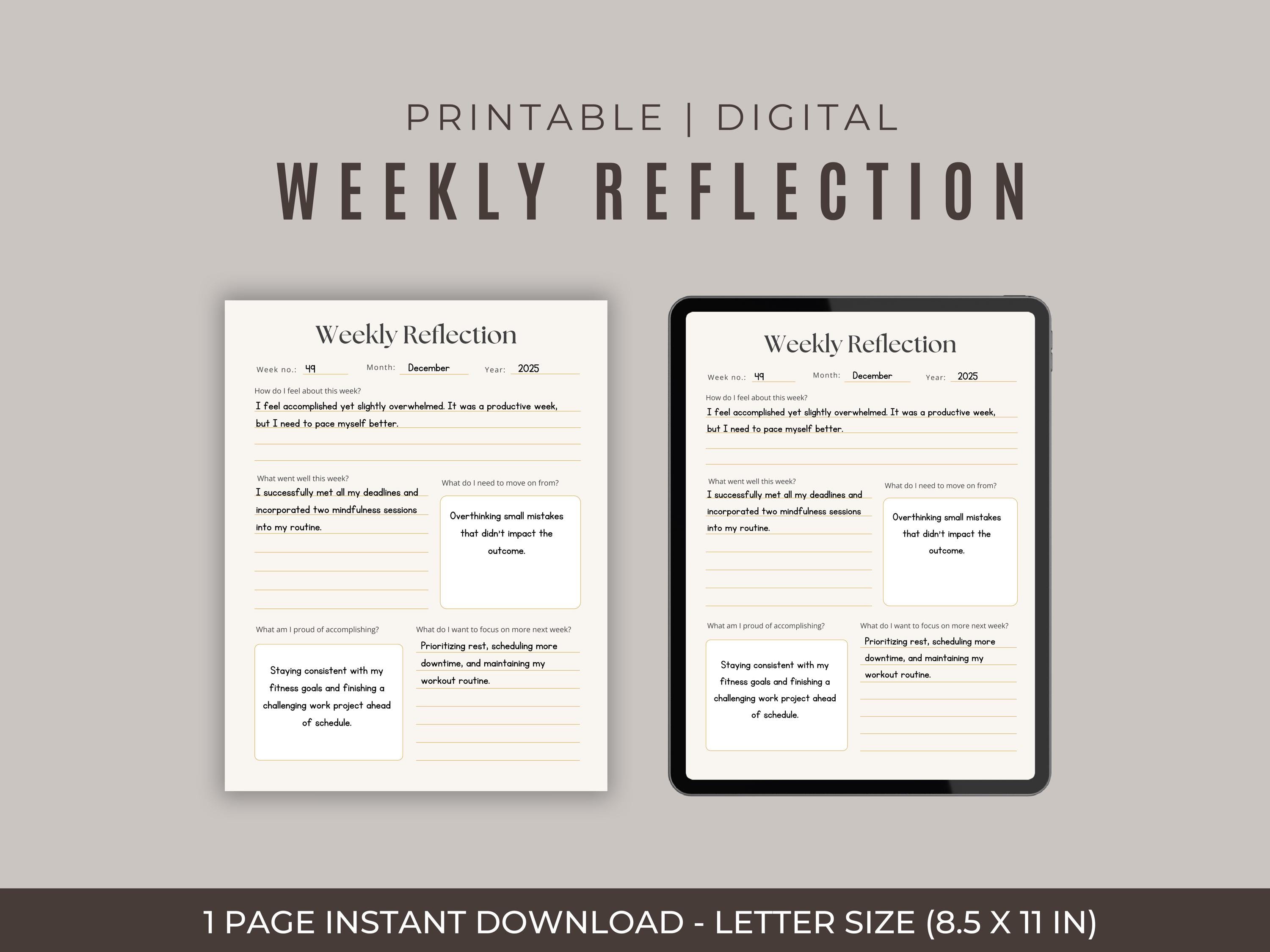 Weekly Reflection Journal | Guided Self-discovery & Personal Growth ...