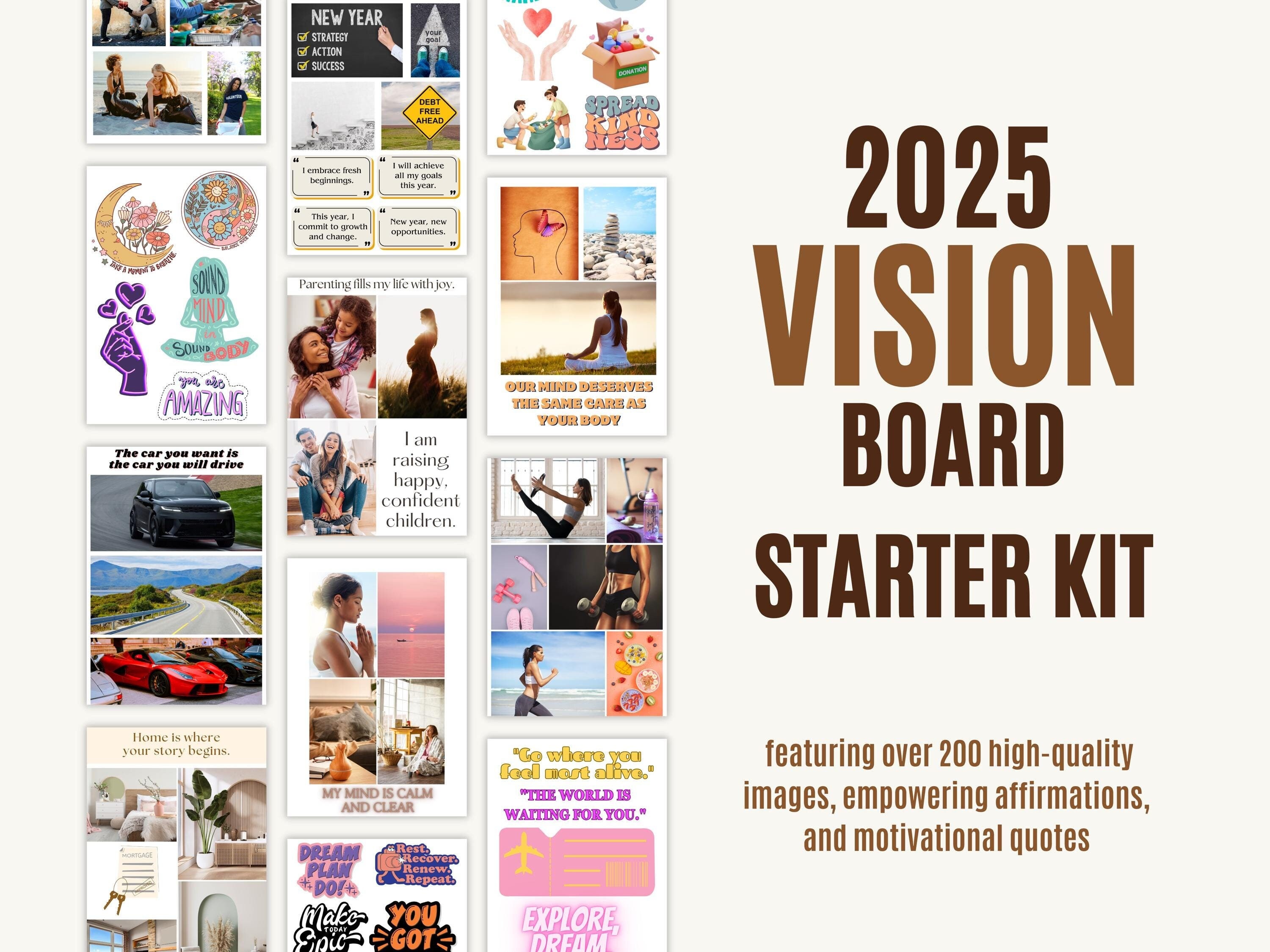 Vision Board Kit | Digital Goal Setting & Manifestation PDF | Printable ...