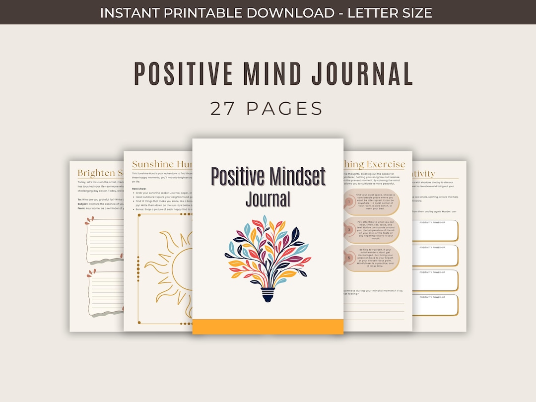 Positive Mindset Journal printable Guided Therapy Journal With Prompts ...