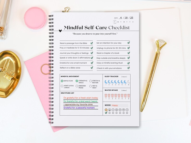 Mindful Self-care Checklist | Digital Daily Routine Tracker | Printable ...