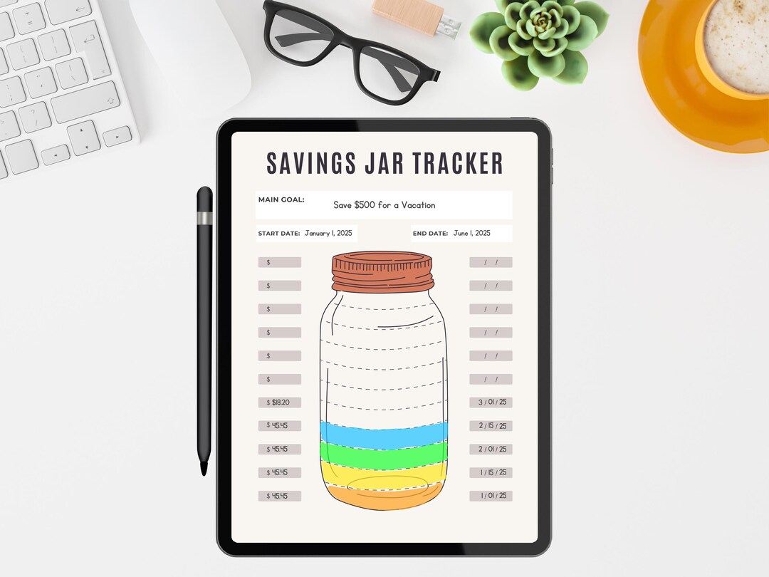 Savings Jar Tracker | Printable PDF and Digital Use | Money Saving ...