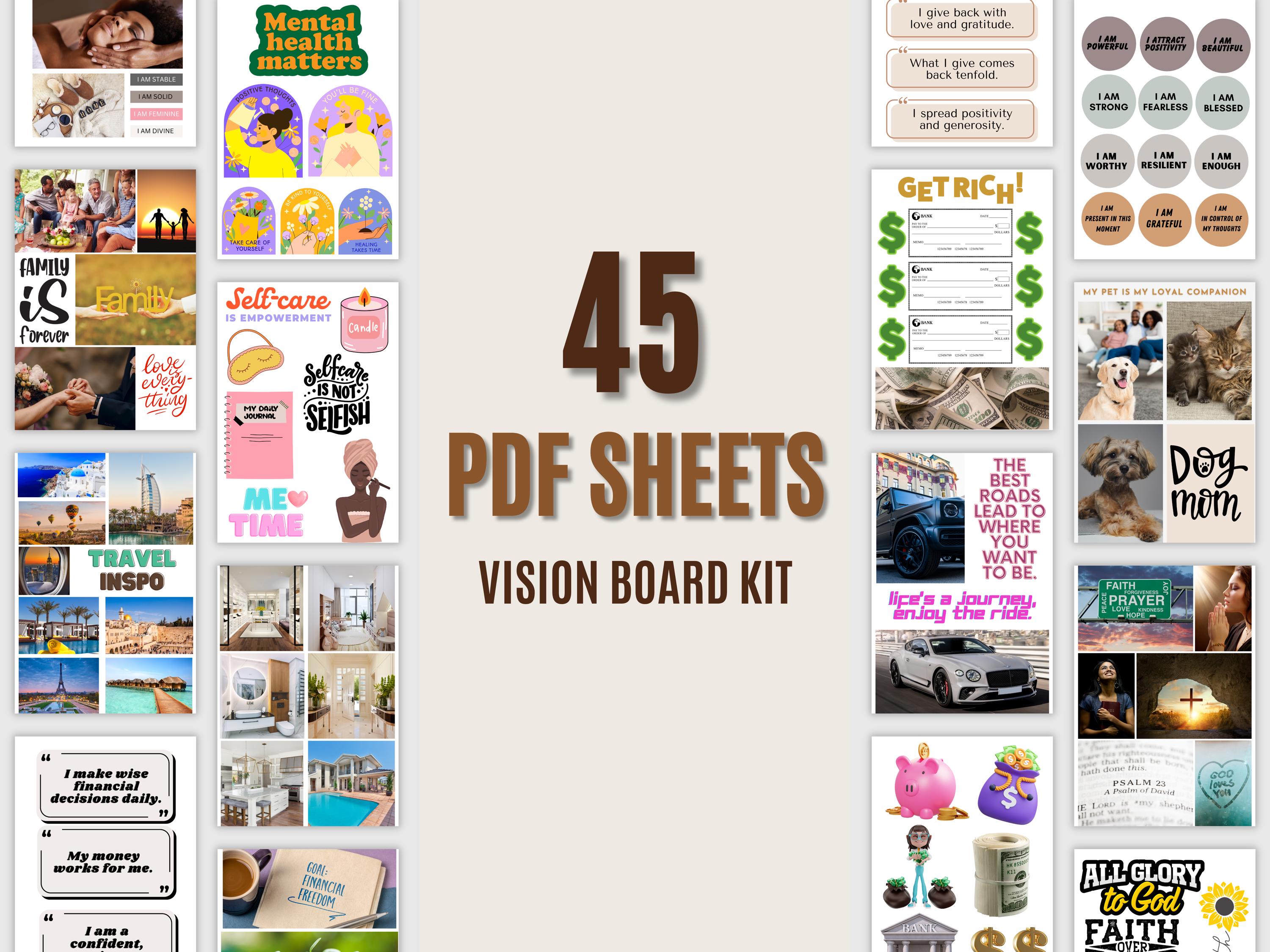 Vision Board Kit | Digital Goal Setting & Manifestation PDF | Printable ...