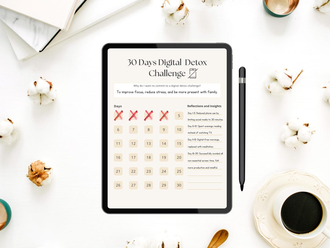 30-day Digital Detox Challenge | Printable PDF and Digital Use | Self ...