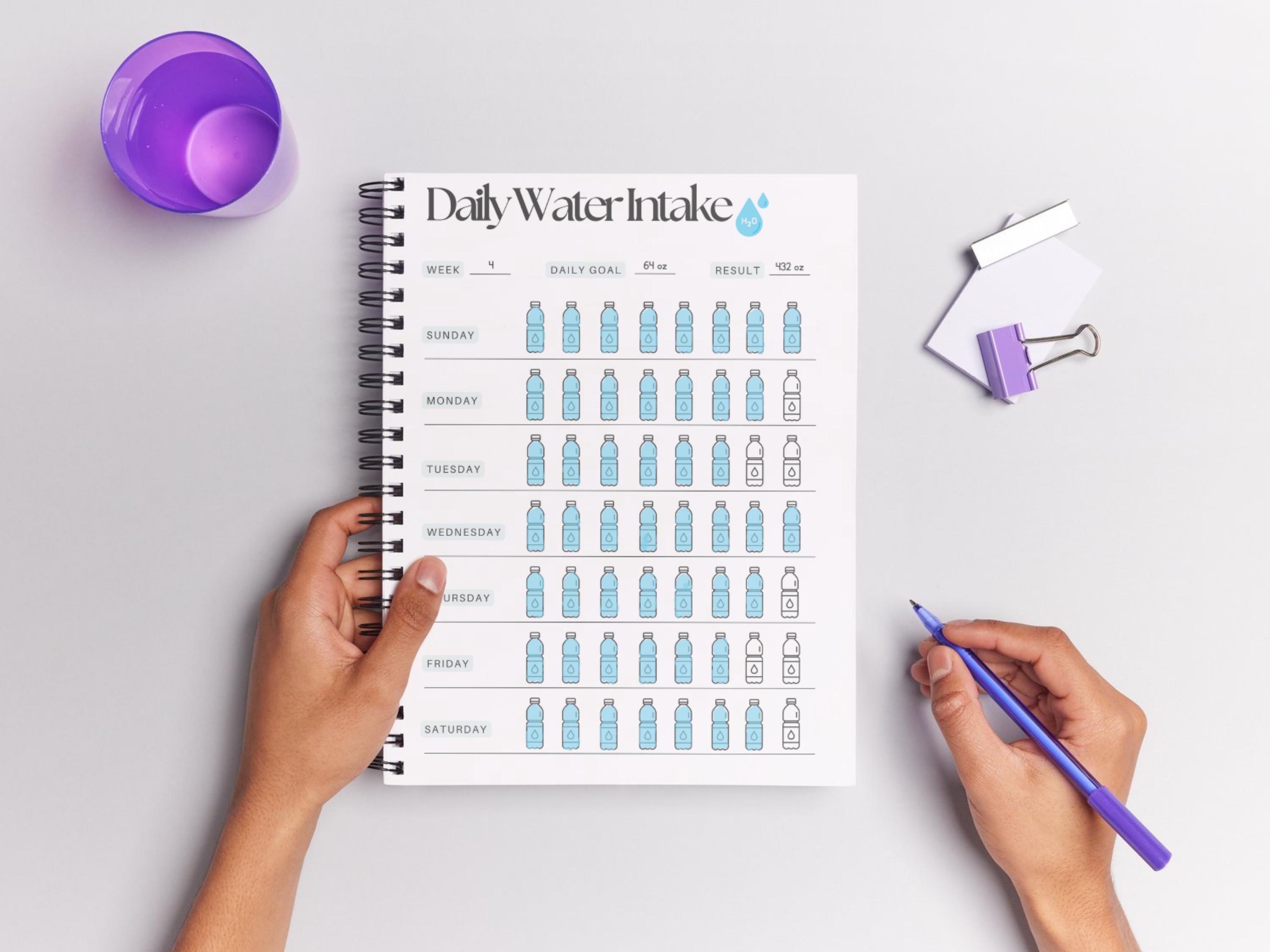 Daily Water Tracker Printable Digital Journal Page, Planner Page, Daily ...