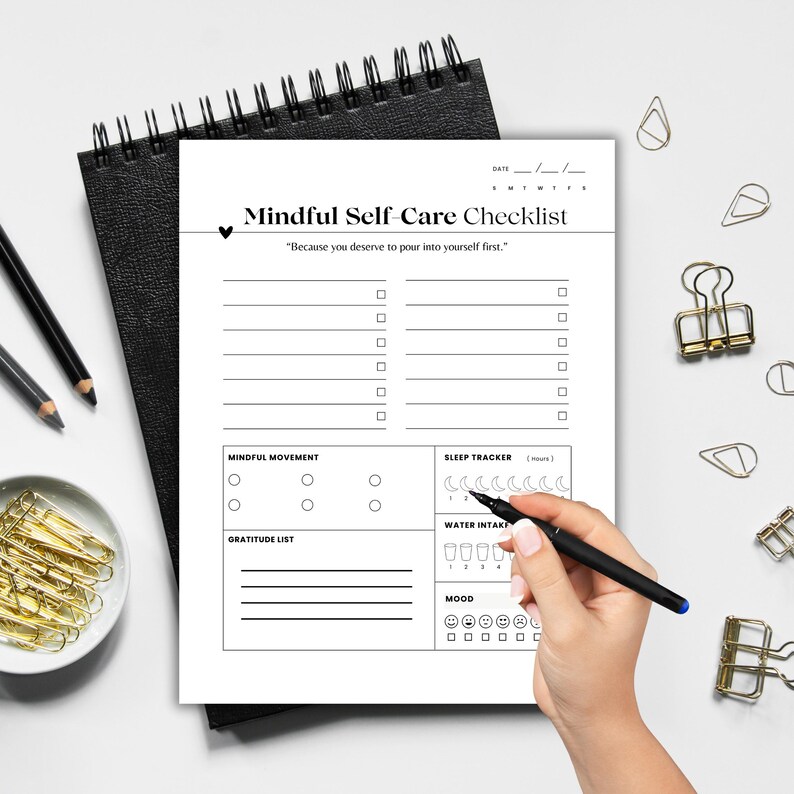 Self Care Checklist Printable | Daily Wellness & Mindfulness Planner ...