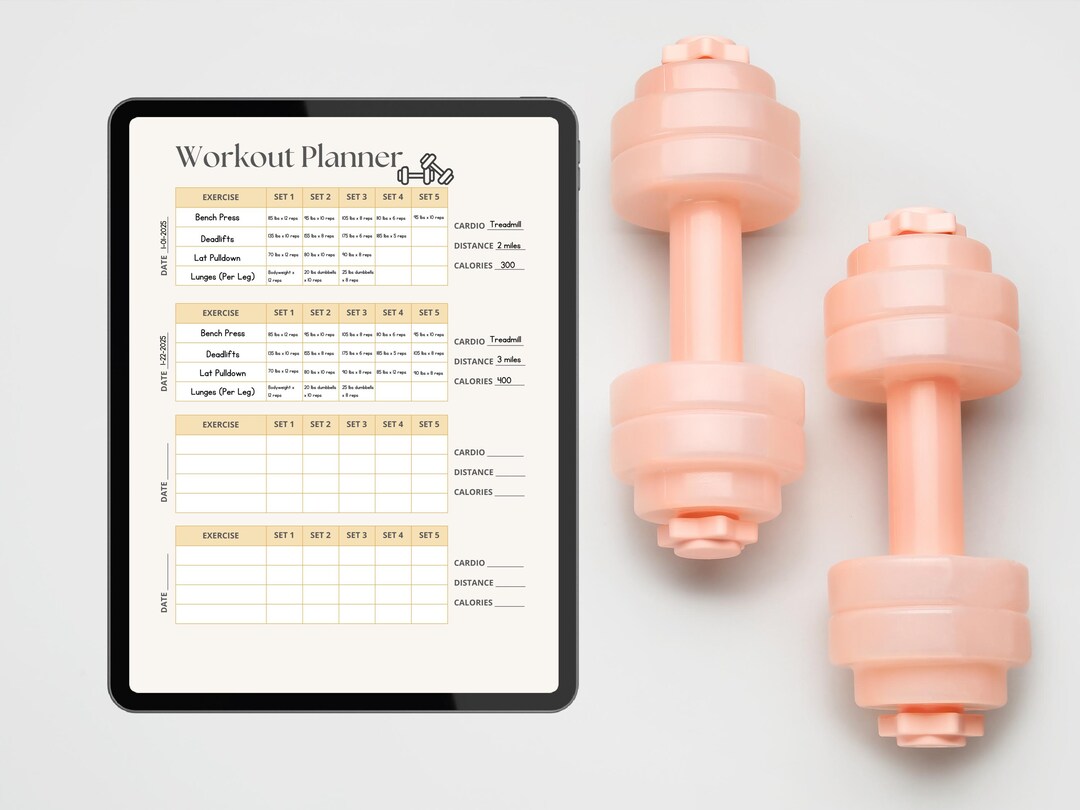 Workout Tracker | Printable PDF and Digital Use | Exercise Log for ...