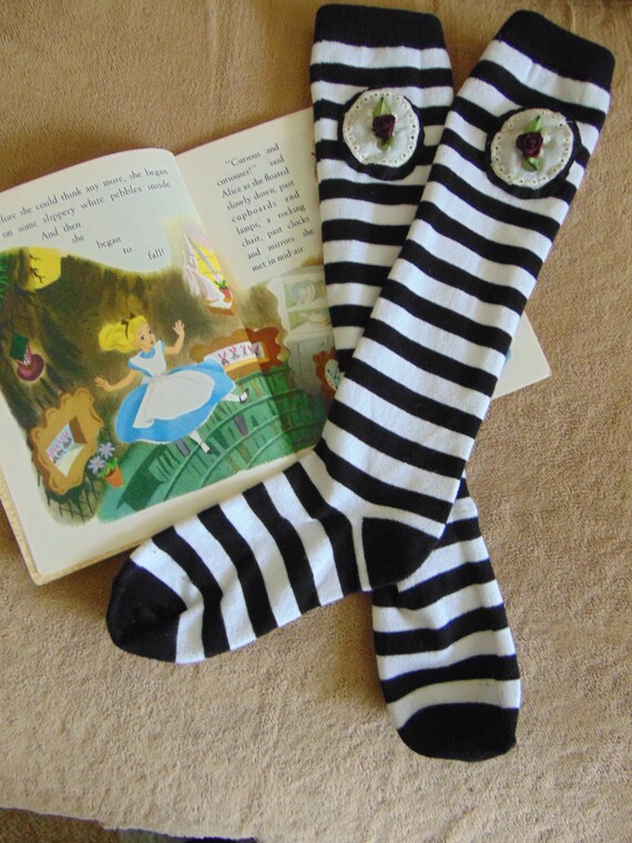 Gorgeous Alice in Wonderland Gothic Knee High Stripe Socks - Etsy